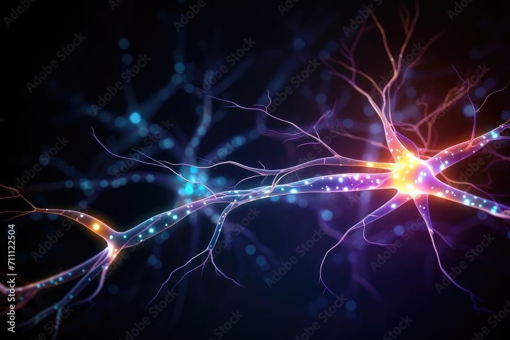 Neural processes, brain synapses neurotransmitters. Excitatory ...