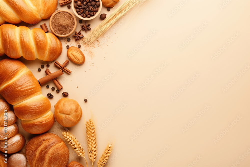 Bakery and pastry style border design with space to place text on light ...