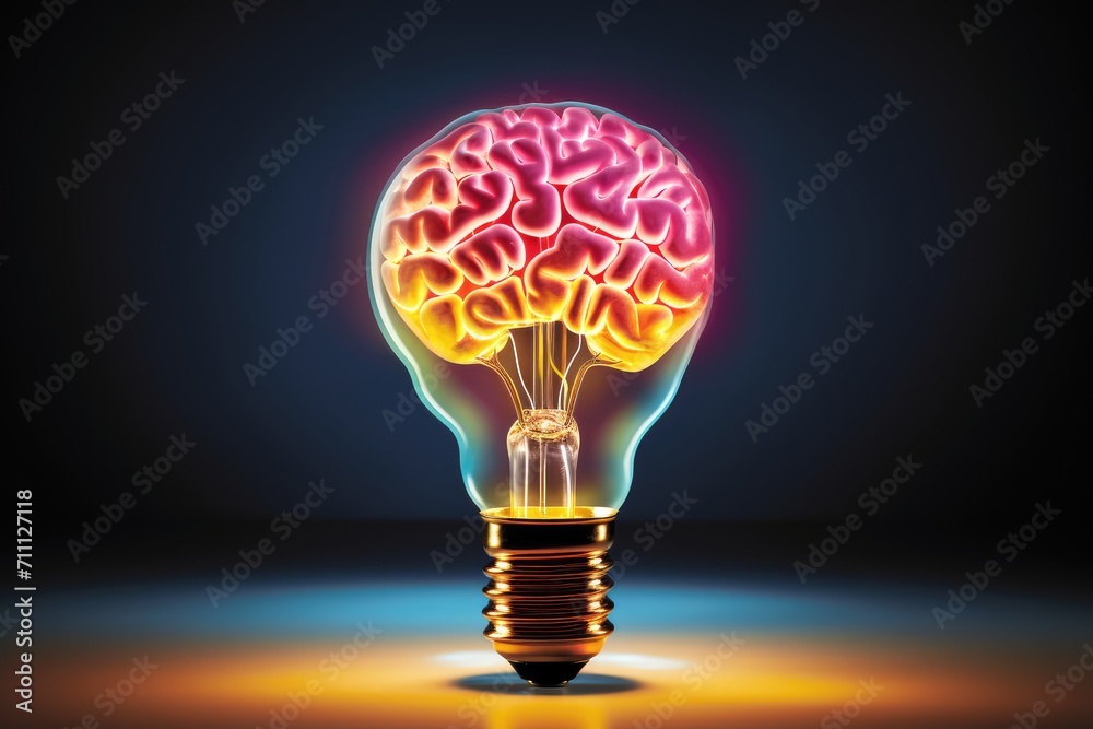 3D brainstorm symbol mindful brain icon, concept mapping and word ...