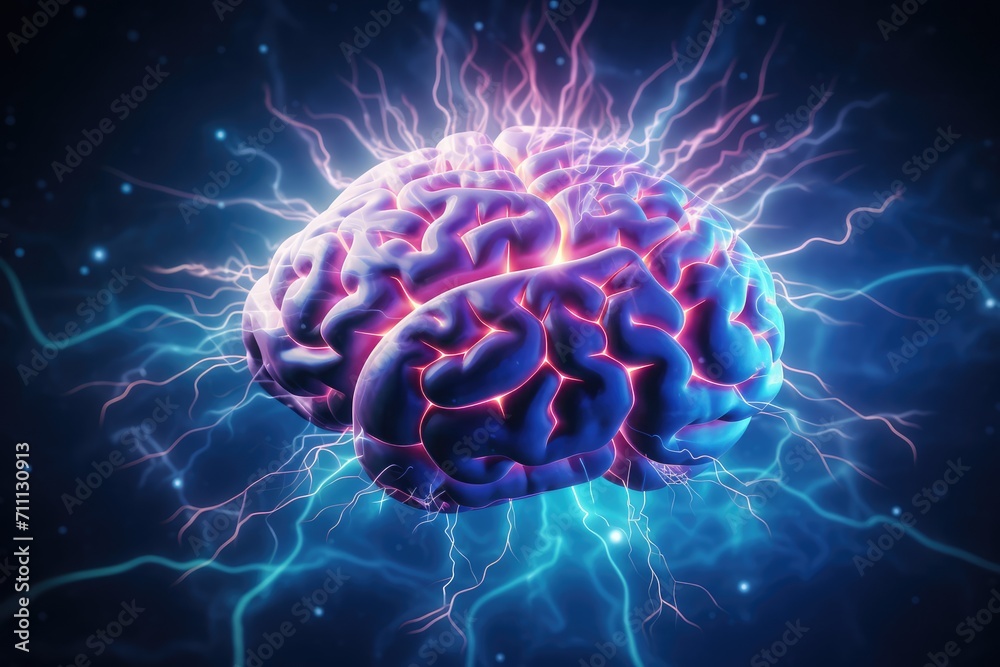 Illustration Stock 3D brainstorm symbol mindful brain icon, concept ...