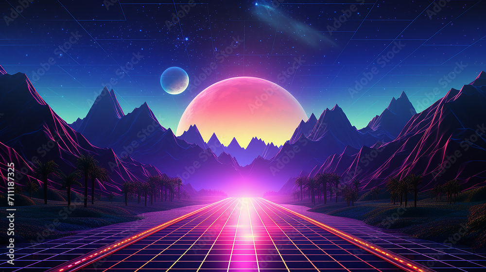 80s retro sci fi background Stock Illustration | Adobe Stock
