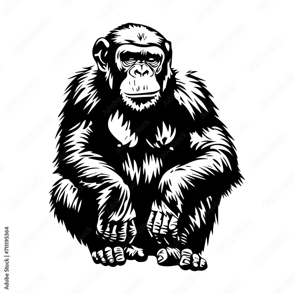 Vector de Stock Ape black silhouette logo svg vector, chimp icon, Ape ...