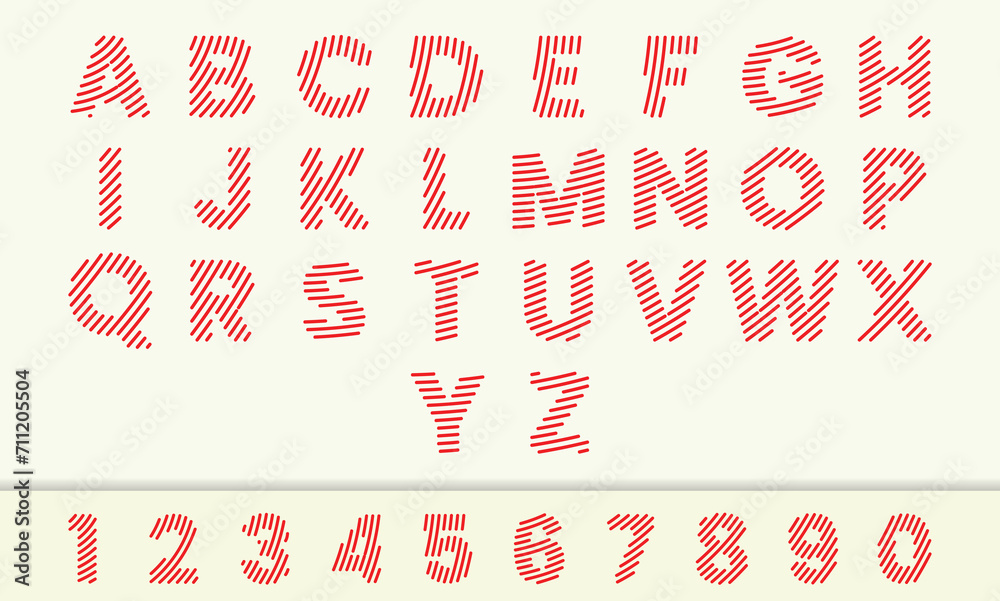 Modern Lines Design Alphabet Letters and Number, Alphabet Letter Line ...