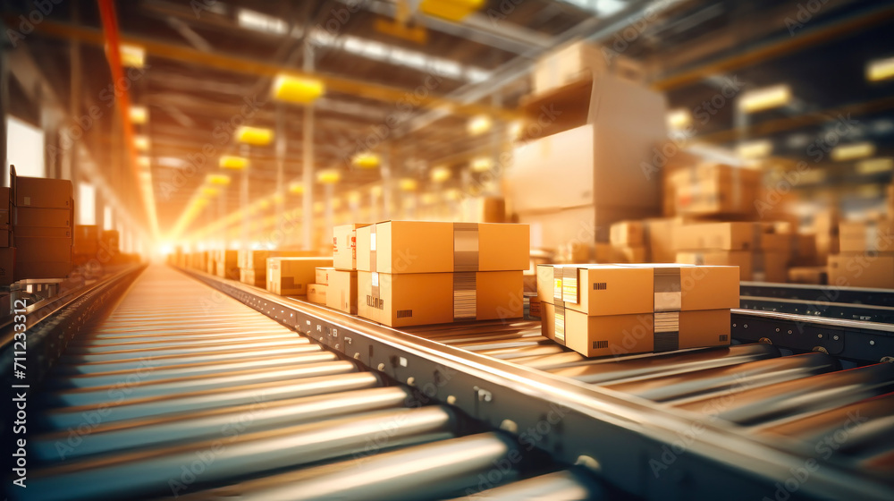 Parcel delivery, packaging and parcel services, cardboard boxes on a ...