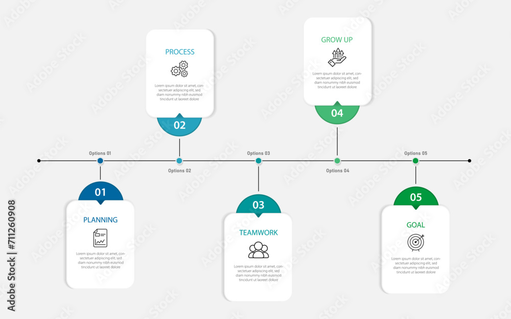 Timeline Creator infographic template. 5 Step timeline journey ...