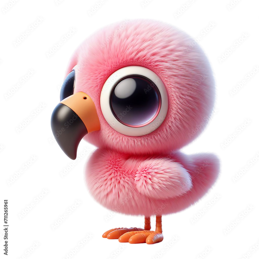Cute 3D Pink Flamingo Isolated on Transparent or White Background: PNG ...