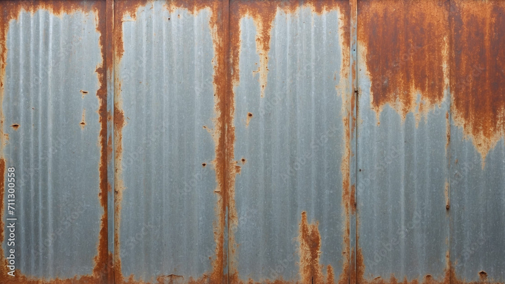 Old rusty zinc metal texture with stains on each side. Old rusty metal ...