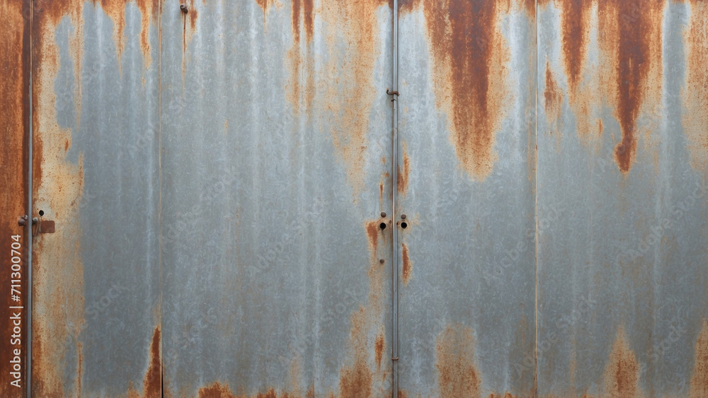 Old rusty zinc metal texture with stains on each side. Old rusty metal ...