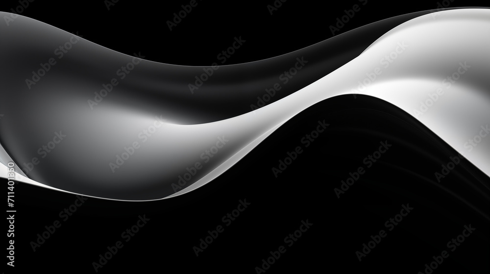 Néon effet flou, vague en mouvement, noir et blanc sur fond noir. Pour ...