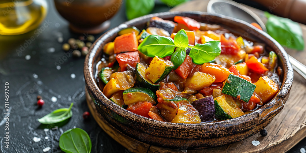 Ratatouille colorful vegetable stew Stock Illustration | Adobe Stock