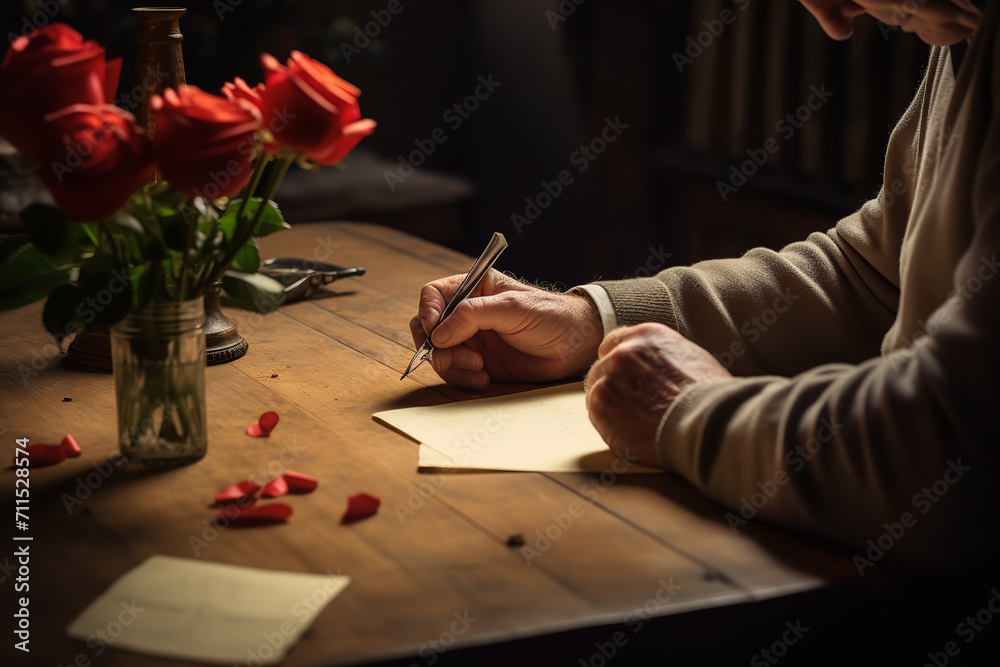 Individual writing a heartfelt letter to a deceased loved one ...