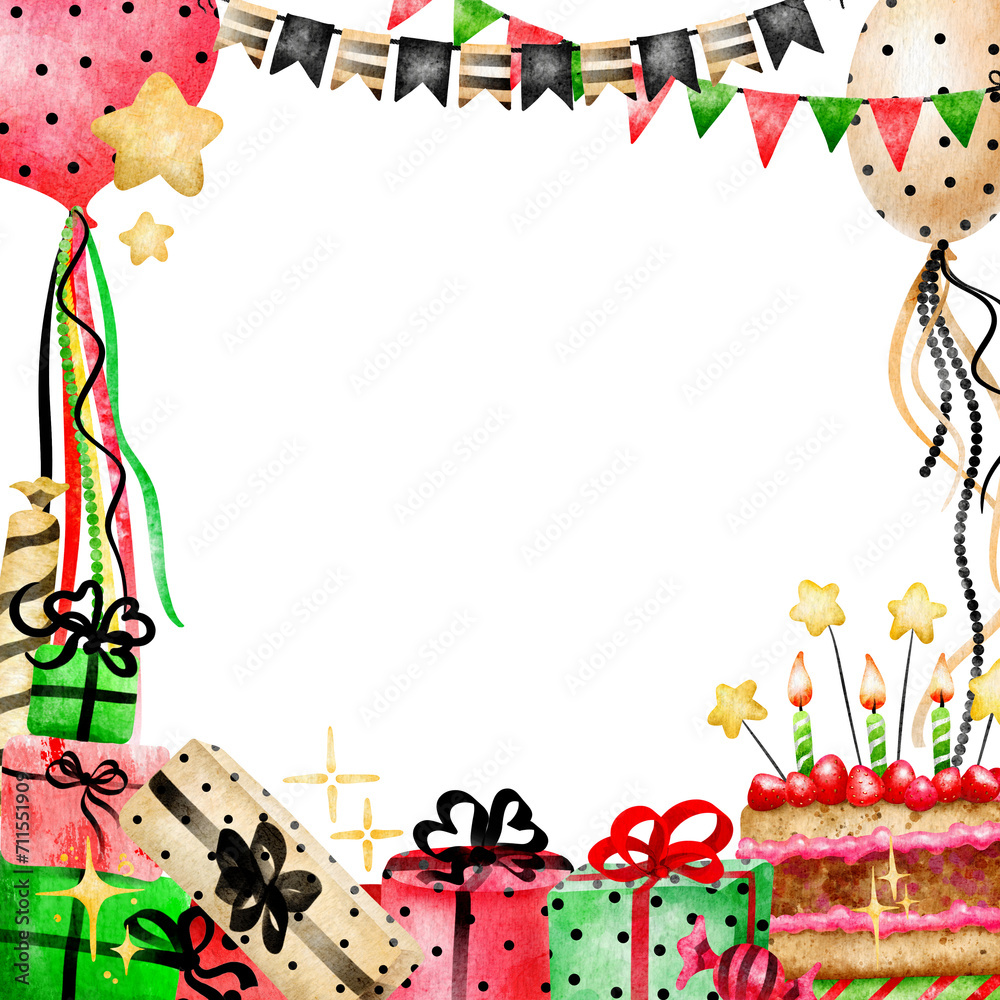 Birthday PNG frame clipart party digital border with transparent ...