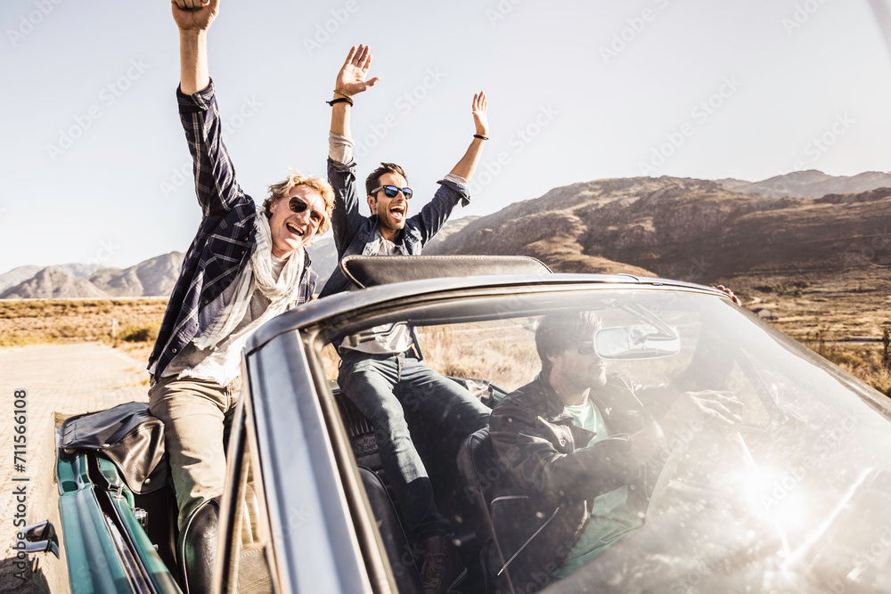 Group of friends driving around and having fun in the South African ...
