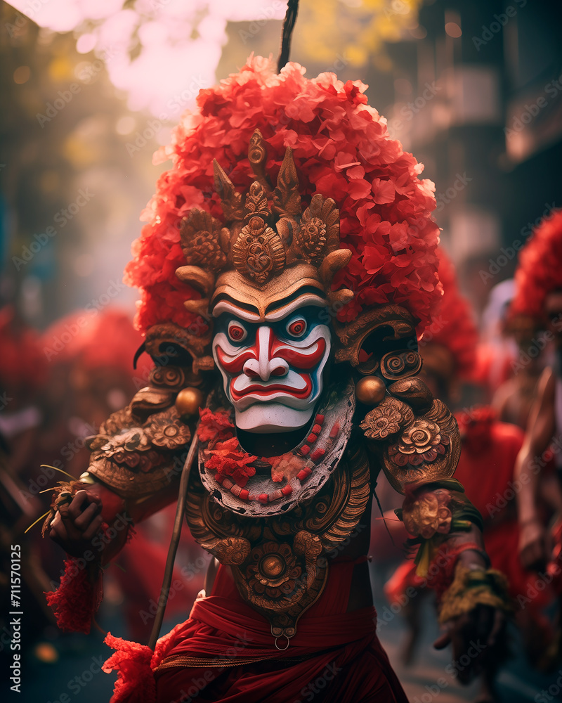 Indonesian Celebrations Lifestyle Nyepi, Hanuman Jayanti. Temple ritual ...