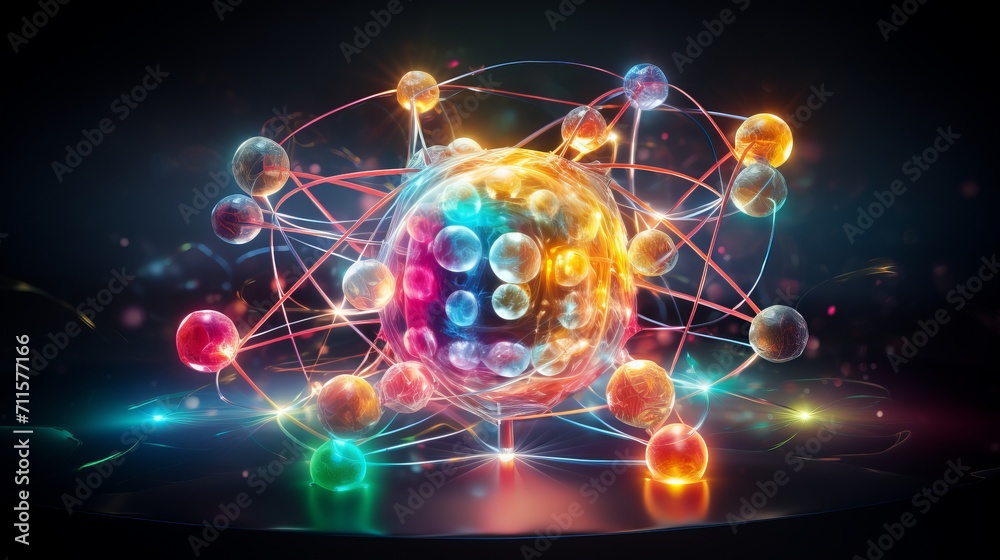 Atomic model visualizing the structure of an atom with nucleus ...