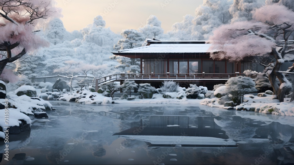 Onsen ryokan or a traditional classic modern Japanese house with ...