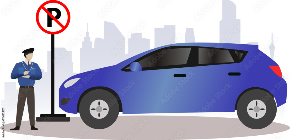 Traffic warden writing Penalty charge notice parking fine, Police ...