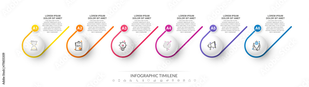 Modern infographics vector template. Cyclic infographic with six ...