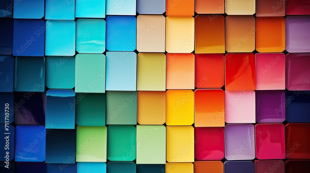 Color palette, swatches of different colors with brush and roller ...