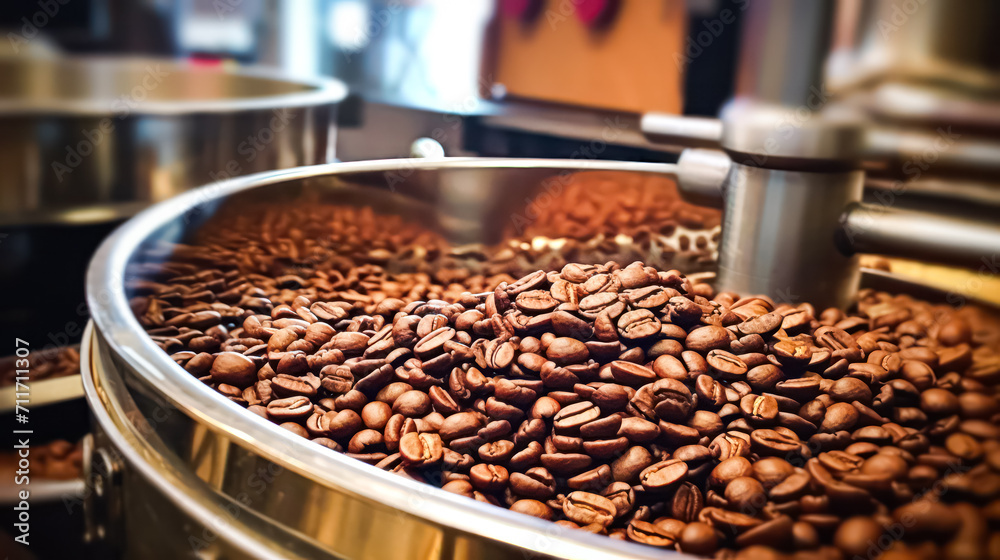 Experience the rich aroma and texture of coffee beans gracefully spread ...