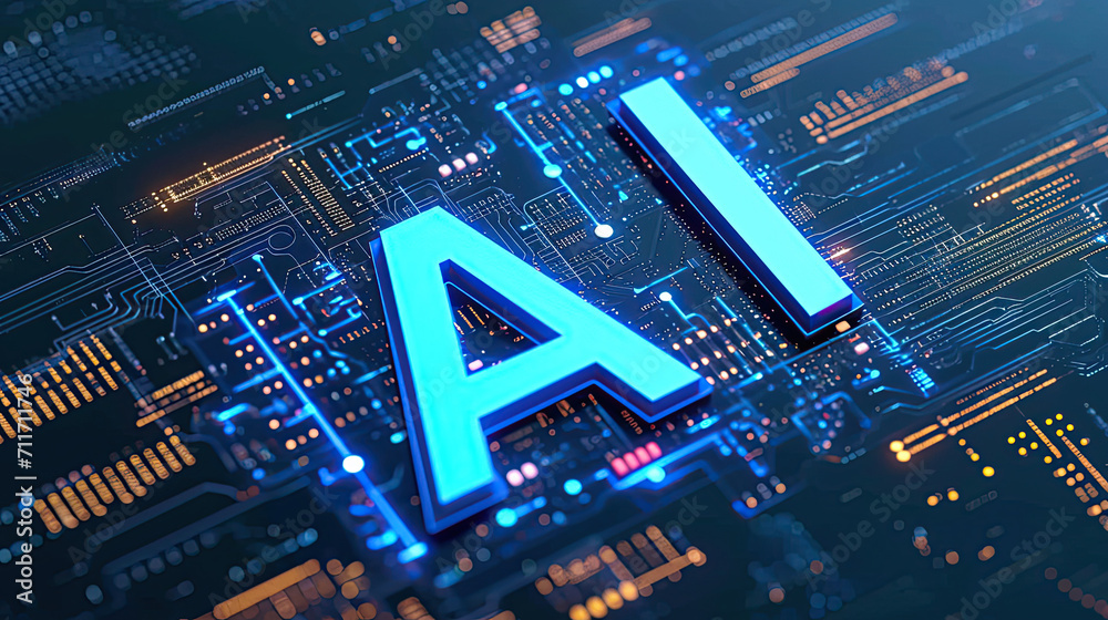Stock-Illustration „Blue AI bold text, artificial intelligence on a ...