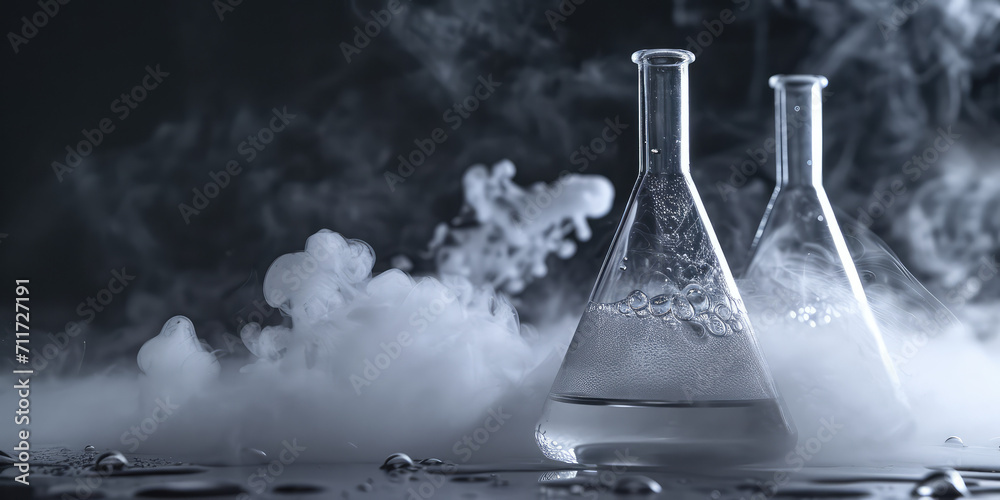 Glass test tube with a smoking liquid. Vaporizing liquids in a ...