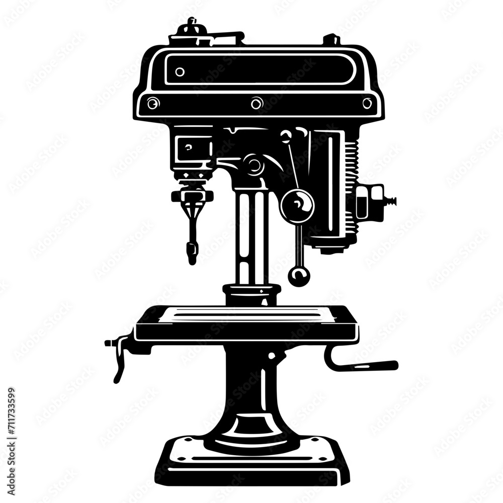 drill press icon illustration, drill press black silhouette logo svg ...