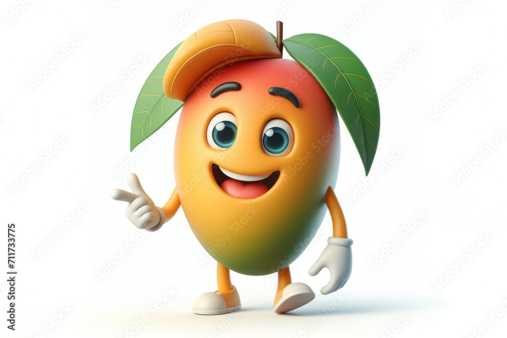 3d mango character with a smiling face on a white background. ai ...