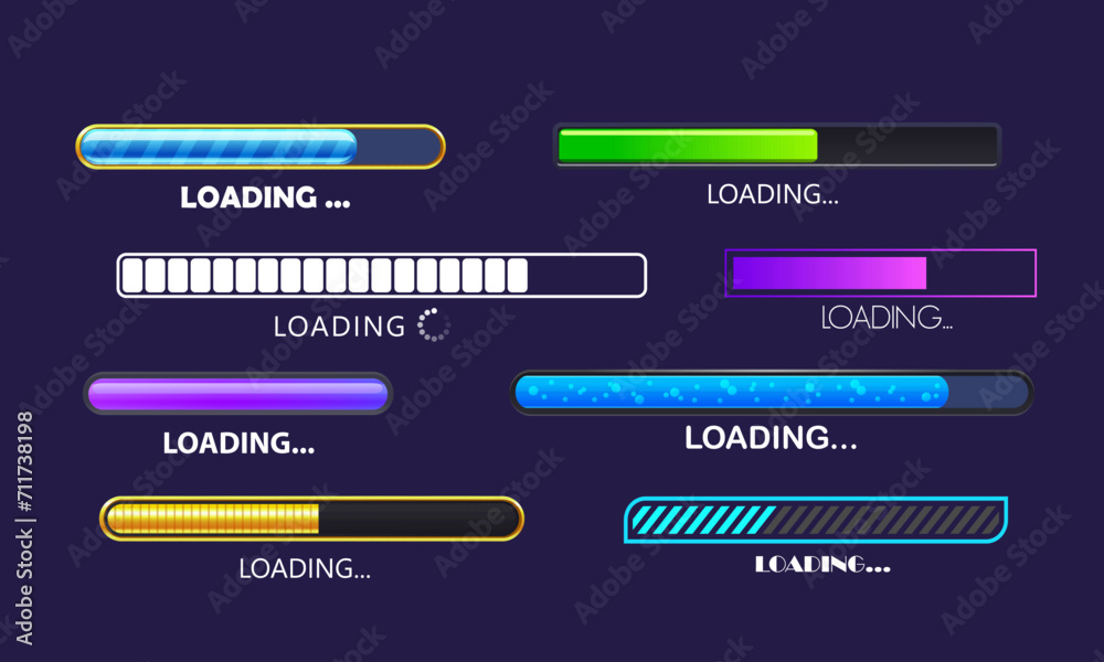 Loading progress bar icons for web interface Stock Vector | Adobe Stock