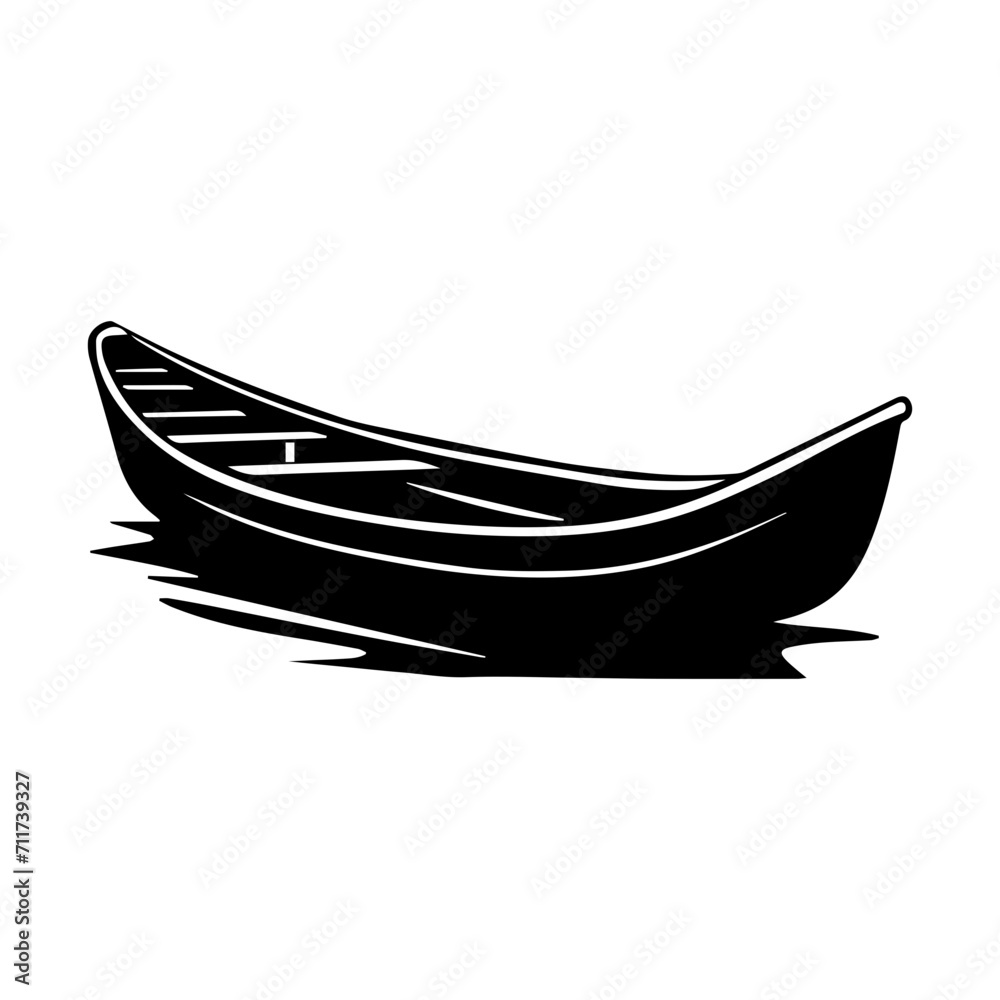 row boat icon illustration, row boat black silhouette logo svg vector ...