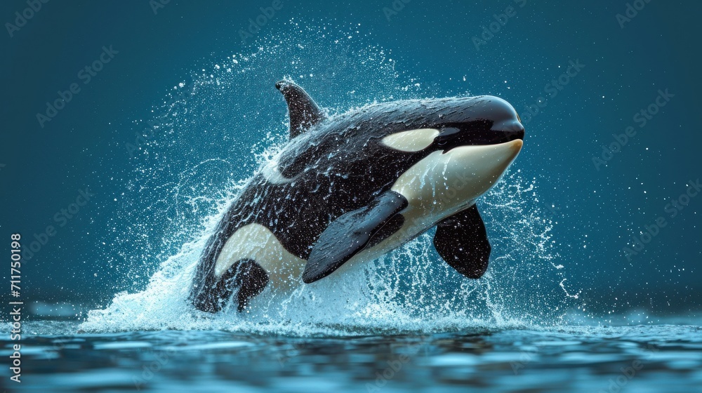 an orca jumping out of the water with it's mouth open and it's head ...