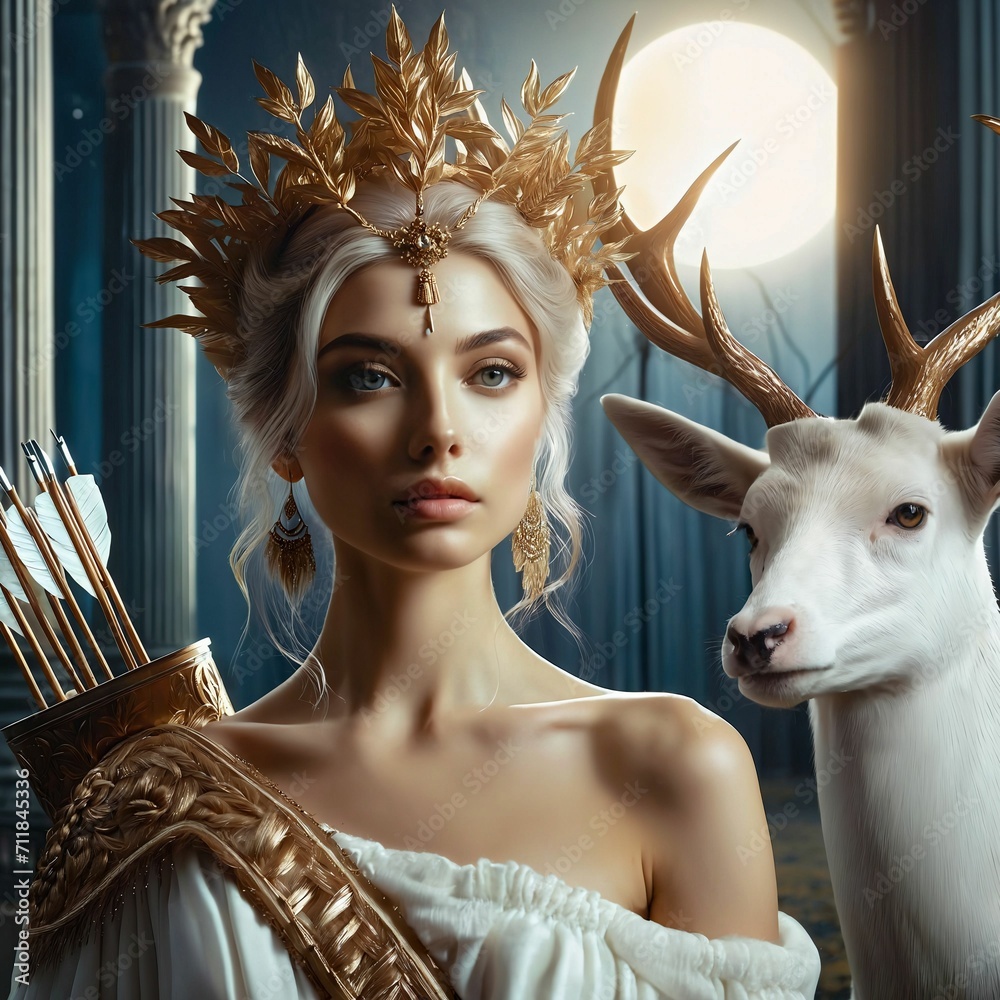 Foto de Stock Artemis or Diana Greek goddess of hunt, wilderness ...