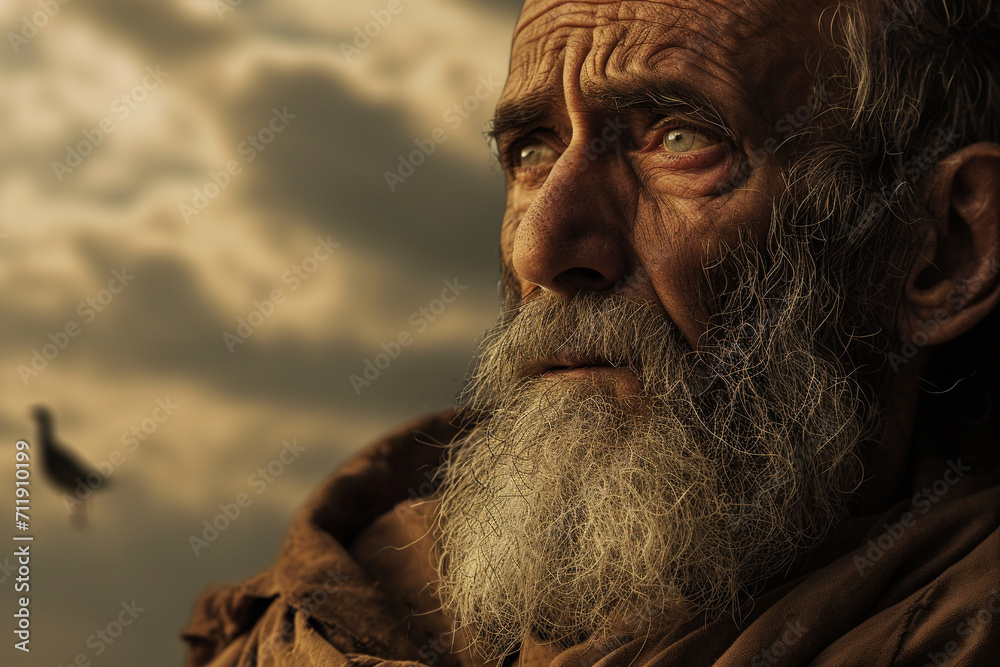 Noah's Ark, animals in the storm, bad weather, rain, sea, boat flood ...