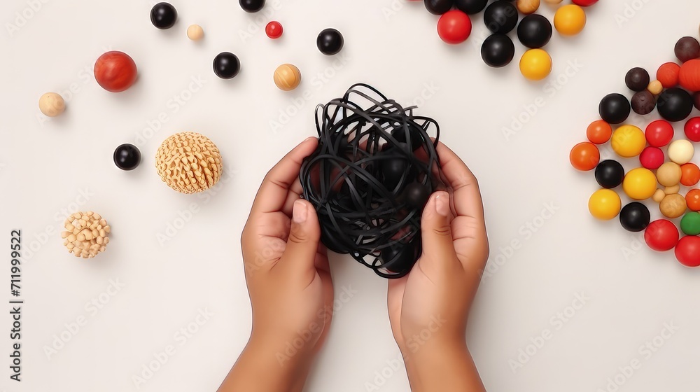 Stock-Foto „Delicate hands manipulate a squishy sensory bag, engaging ...
