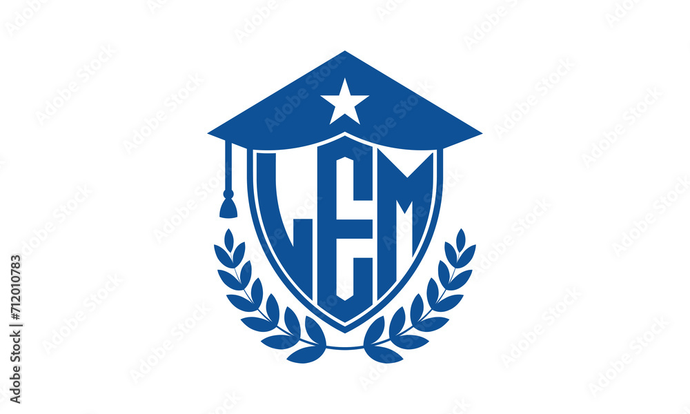 LEM three letter iconic academic logo design vector template. monogram ...
