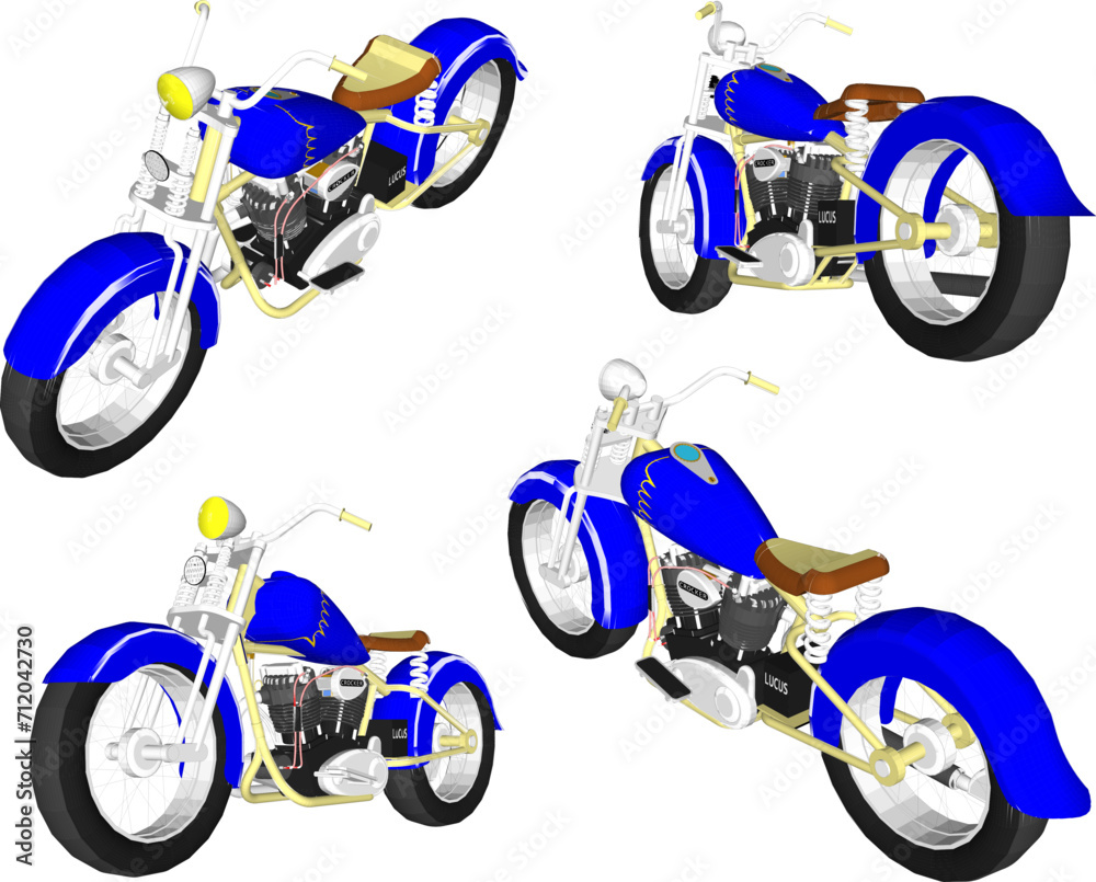 Vector sketch illustration of custom modified motorbike design for ...