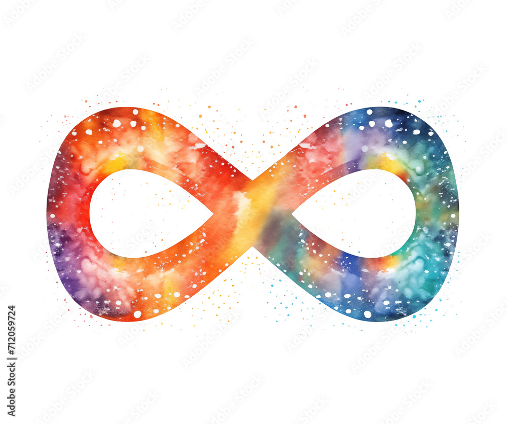 colorful infinity symbol watercolor illustration png isolated on a ...