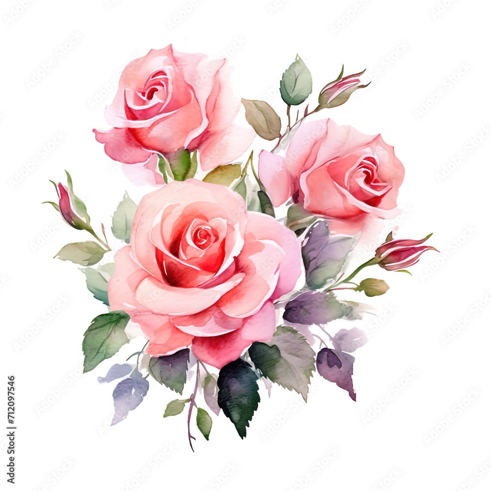 Watercolor Blush Pink Flowers Clipart. Blush Pink Roses PNG, Floral ...
