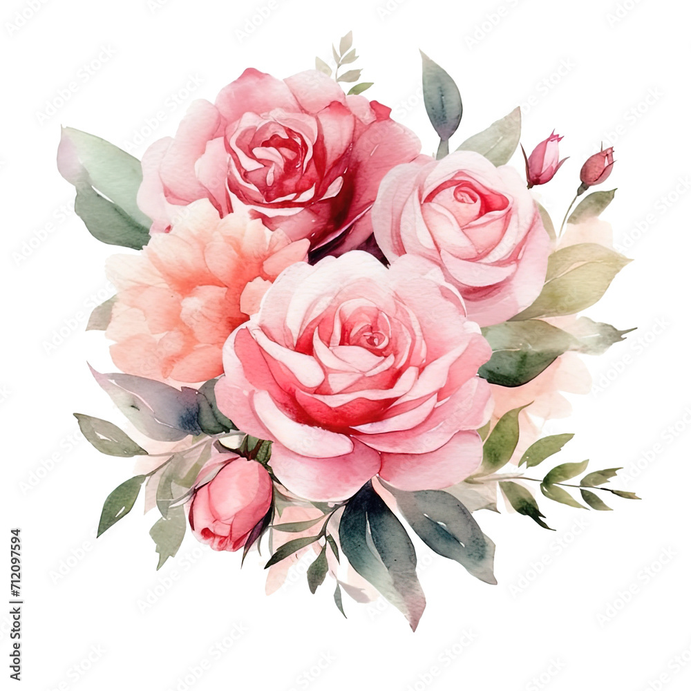 Stock-Foto „Watercolor Blush Pink Flowers Clipart. Blush Pink Roses PNG ...