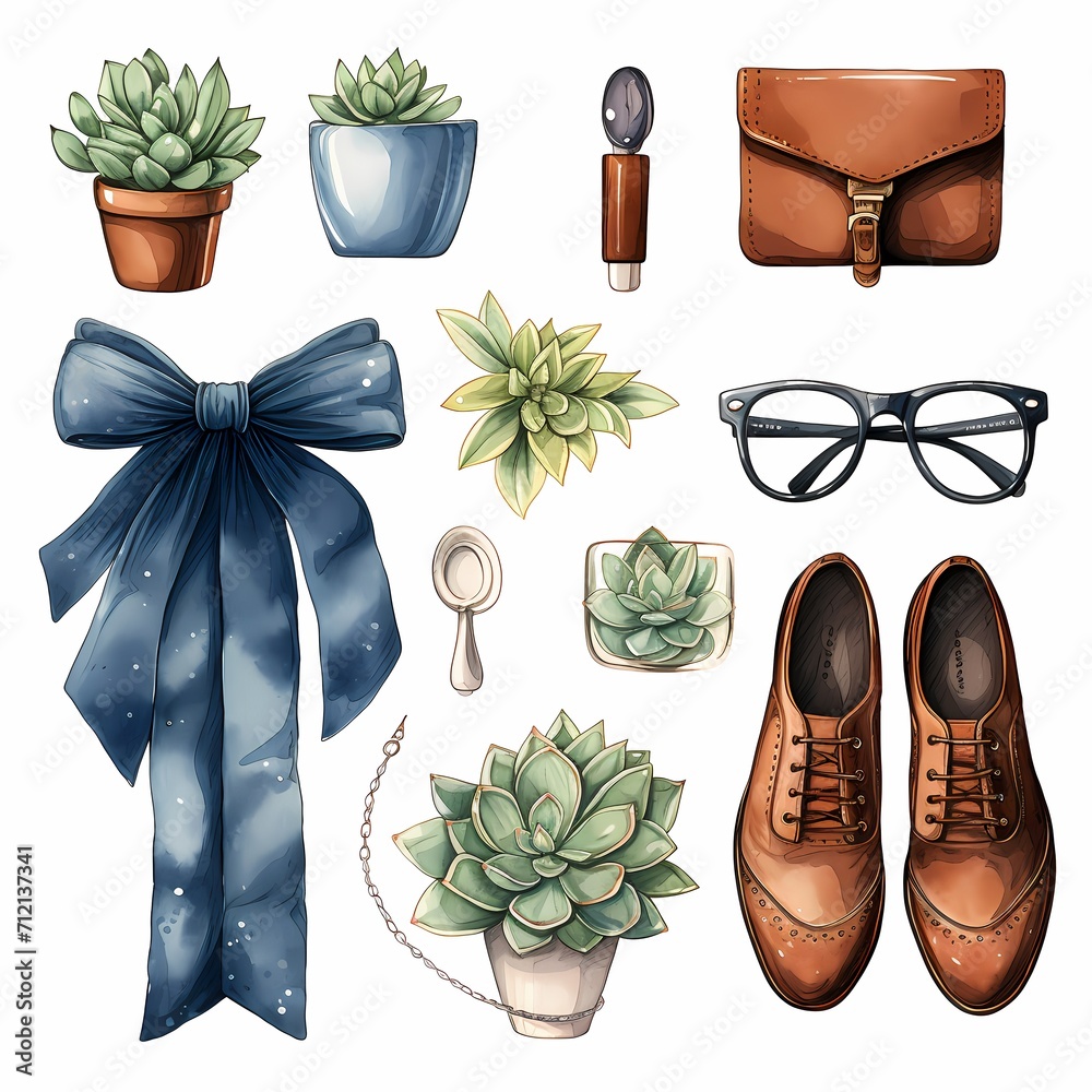 father's day clipart set in watercolor style masculine theme Stock ...