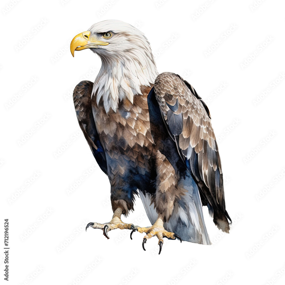 Bald eagle on transparent background, watercolor bald eagle collection ...
