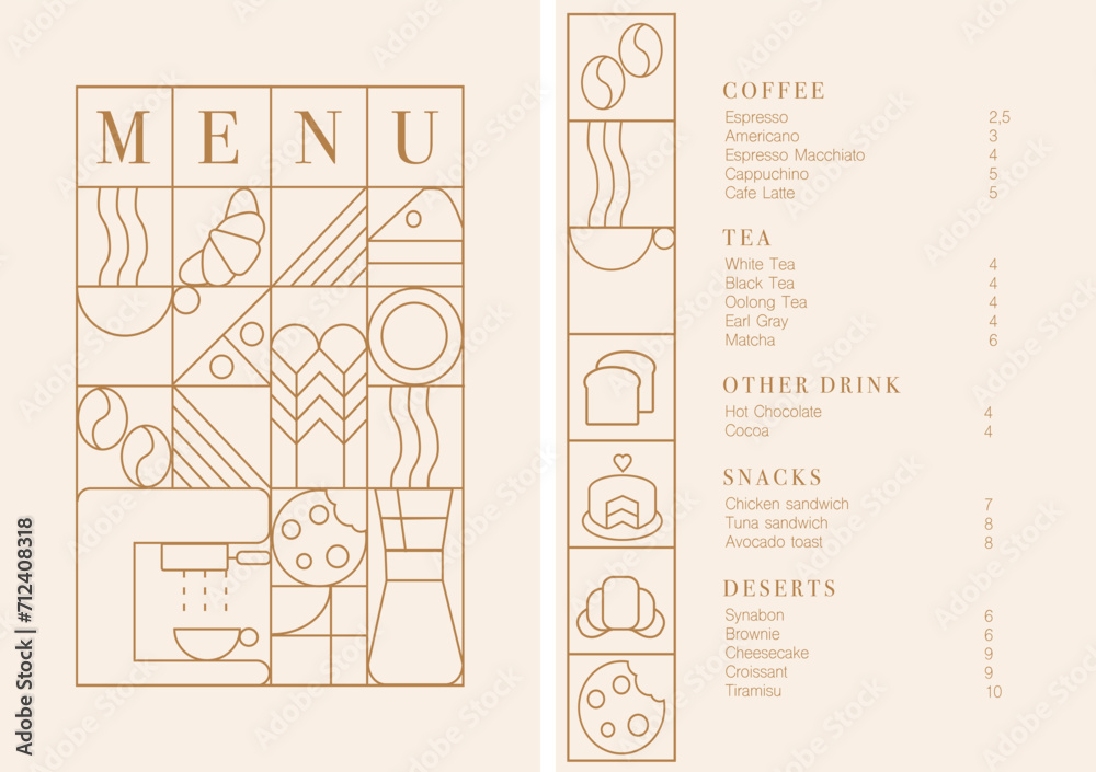 Cafe design menu. Coffee drinks menu price list for cafe, coffee shop ...