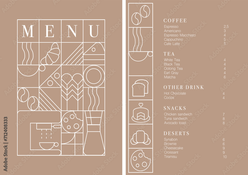 Cafe design menu. Coffee drinks menu price list for cafe, coffee shop ...