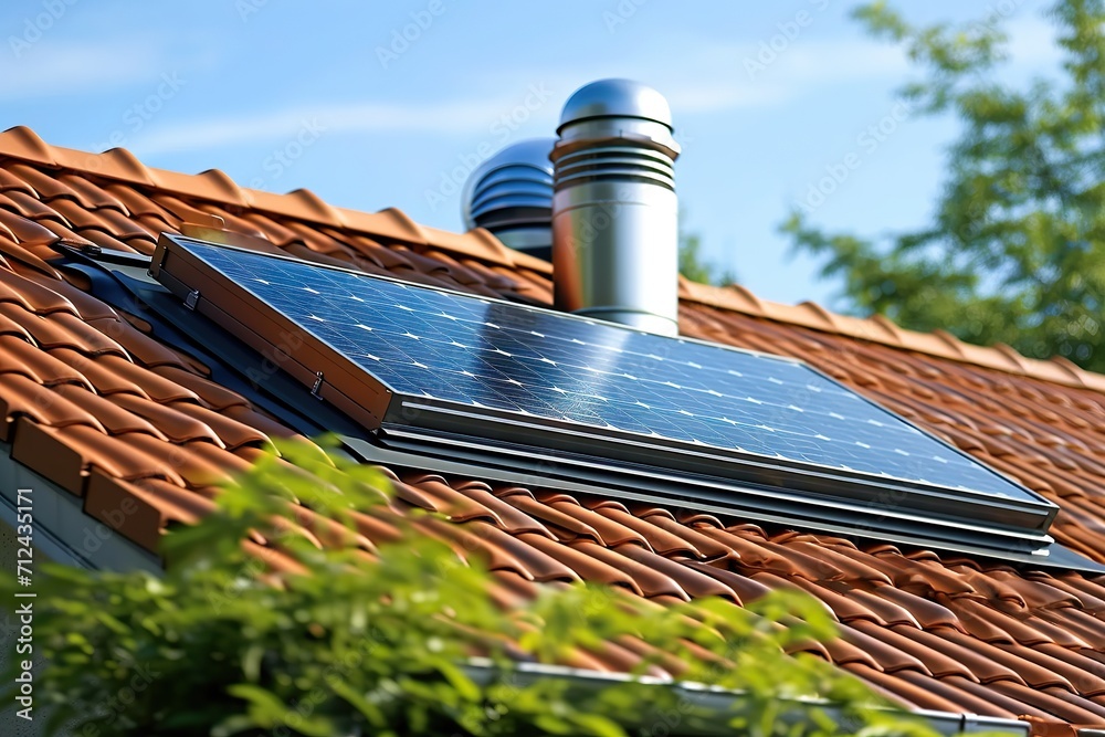 Modern Home Innovation Solar Water Heater Panel Installed on a ...