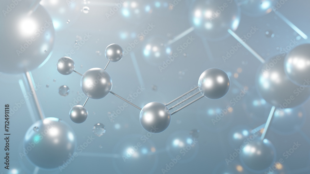 acetonitrile molecular structure, 3d model molecule, organic nitrile ...