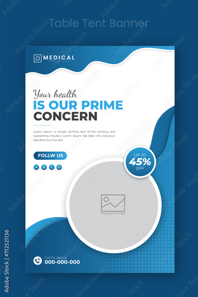 Medical healthcare table tent banner template. Doctor advertising ...