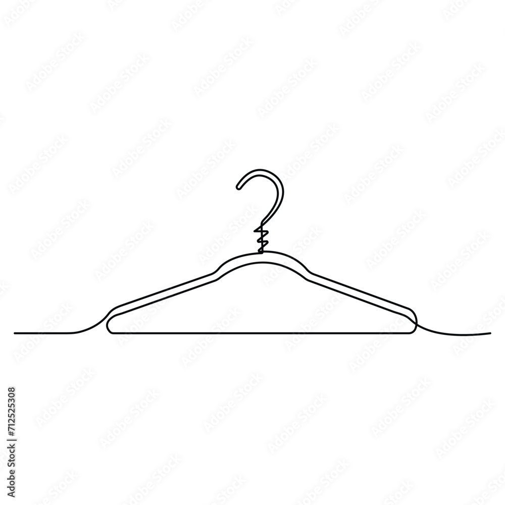 Continuous one line art drawing of doodle hanger symbol and outline art ...