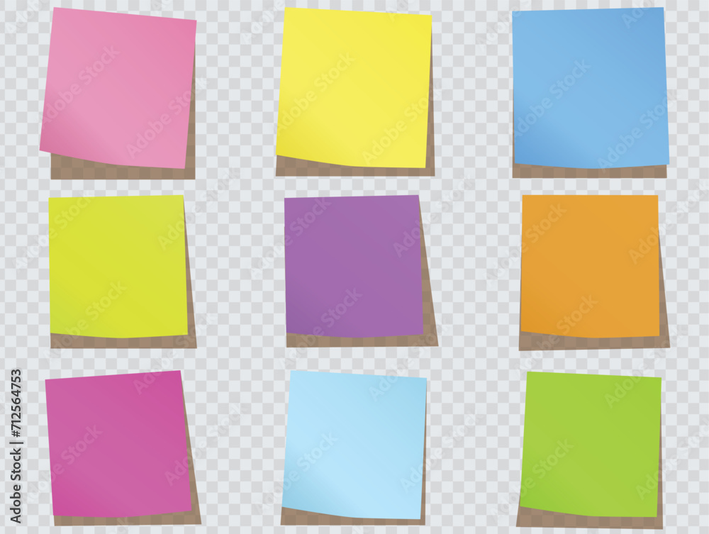 Realistic blank sticky notes isolated on transparent background ...
