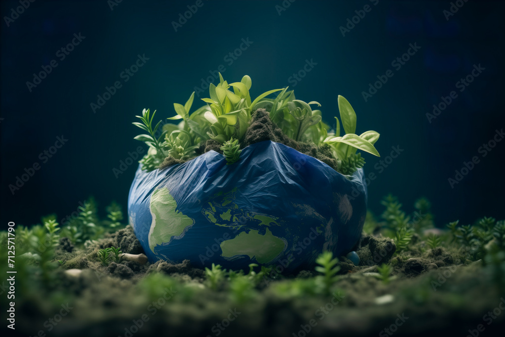 Generative AI illustration of representation of the Earth with lush ...