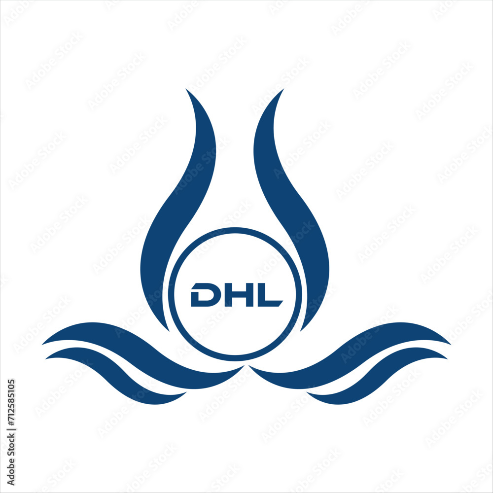 DHL letter water drop icon design with white background in illustrator, DHL Monogram logo design ...